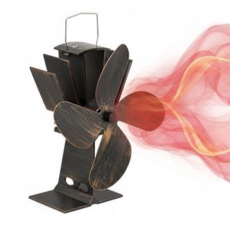 Relaxdays Ofenventilator ohne Strom, ger&auml;uscharm, f&uuml;r Kamin & Ofen, hitzebetrieben, 4 Bl&auml;tter, Kaminventilator, bronze