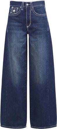 ottod'Ame Femme, Jeans, Bleu, Taille: W28 Jean Large avec Surpiq&ucirc;res Contrast&eacute;es