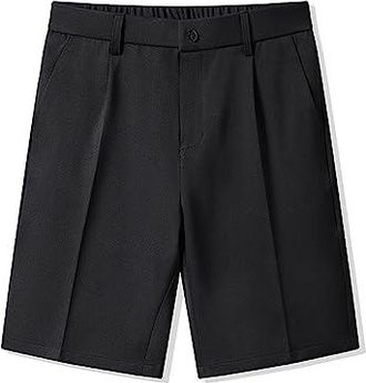 Generic Pantalon de jogging &eacute;l&eacute;gant avec fermeture &eacute;clair et boucle - Pantalon de costume - Short - Ceinture pour homme, Noir, 34