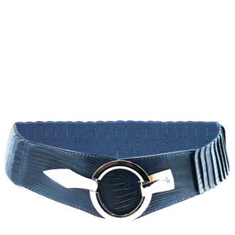 Glamexx24 Elastischer Damen Tailleng&uuml;rtel g&uuml;rtel 6cm breiter H&uuml;ftg&uuml;rtel mit silberner Ring (Schlange dunkelblau, Taillenweite 75cm-110cm)