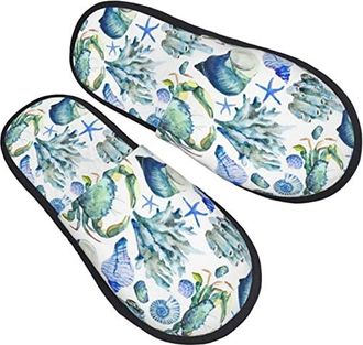 Generic Chaussons Femme Homme Motif De Crabe De Coquille De Corail Pantoufles En Peluche Confort Chaud Chaussons Chaude Chaussures DInt&eacute;rieur Pour Voyager Int
