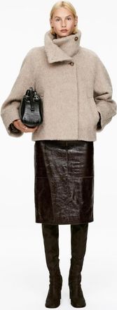 Arket Jacke Mit Stehkragen Aus Wolle Und Alpakawolle -Beige