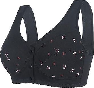 Generic Brassi&egrave;re &agrave; fermeture avant douce pour femmes, style gilet &agrave; imprim&eacute; floral, grande taille, 2026, Noir, 50/115