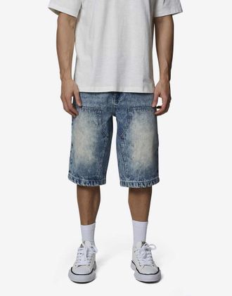 Good For Nothing Short en jean baggy style charpentier - Bleu d&eacute;lav&eacute;