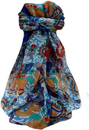 Pashmina & Silk Foulard Traditional Soie de M&ucirc;rier Qamar Blue