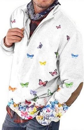 Generic DENGJIAMY Pull tr&egrave;fle pour homme amusant St Patrick imprim&eacute; chemise &agrave; manches longues col vintage hauts vacances St Pattys Day Tee, blanc, XXL