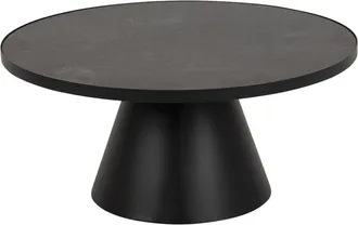 Hellin Hellin - Table basse ronde 85,7x85,7x40 cm en c&eacute;ramique et m&eacute;tal noir