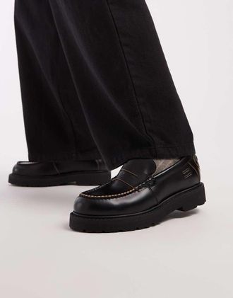 Tommy Jeans Archive - Loafer aus echtem Leder in Schwarz