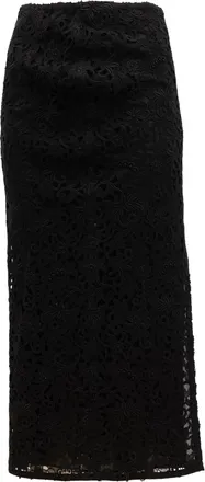 Valentino Garavani Women Midi Skirt With Floral Lace Black
