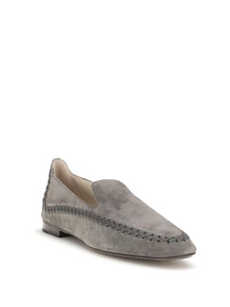 Giorgio Armani Womens Leather Loafers Grigio+grigio Calf Bos Taurus