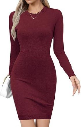Zeagoo Robe Pull Femme Hiver Col Rond Élégant à Manches Longues pour Femmes Décontractée Robe Pull Slim Elástique Robe en Tricot Moulante pour Bureau Fête Pu