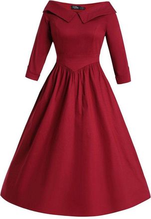 Dolly & Dotty A-Linien-Kleid Ruth Burgunder Vintage Retro Rockabilly