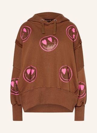 Miss Goodlife Miss Goodlife Oversized-Hoodie Mit Schmucksteinen braun