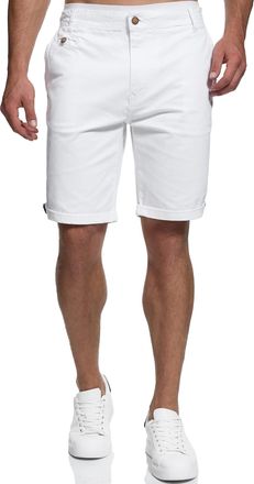 Indicode Herren Creel Chino Shorts mit 5 Taschen | Bermuda Herrenshorts Chinoshorts Freizeitshorts Männer Offwhite, XXL