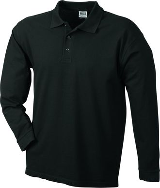 James & Nicholson Herren Polo-Piqu&eacute; Long-Sleeved Poloshirt, Schwarz (Black), XX-Large