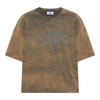 GCDS T-Shirt mit kurzen &Auml;rmeln - - Tops - Herren - Gr&uuml;n - L
