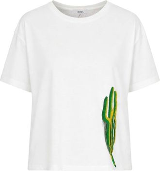 Akep Femme, Tops, Blanc, Taille: 38 FR T-shirt Cotone