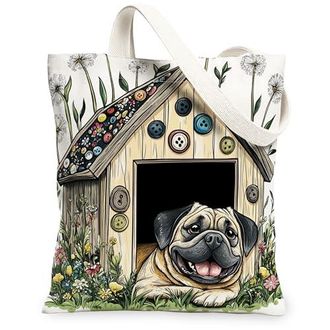 Generic Spring Bullmastiffs Sac fourre-tout en toile pour faire du shopping 33 x 38,1 cm, niche amusante pour chiot, sac d&eacute;picerie r&eacute;utilisable, sac d&eacute;picerie