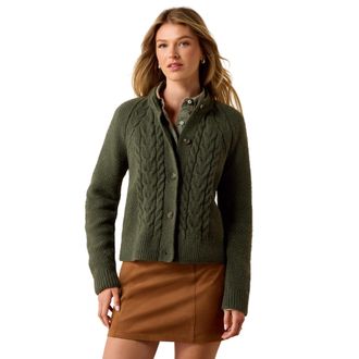Ariat Womens Brackenwood Sweater Long Sleeve in Thyme, Size X-Small, by Ariat