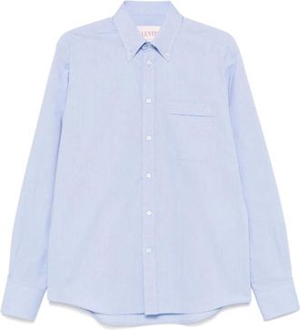 Valentino Garavani Homme, Chemises, Bleu, Taille: XL Vlogo Signature Cotton Shirt