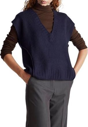 Benetton Maglia Scollo V S/M 126wd4033 Gilet pour Homme, Bleu, Medium Femmes