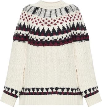 Akep Pull en laine &agrave; maille d&eacute;corative - Femme - Pulls - Beige - Taille: 40 FR