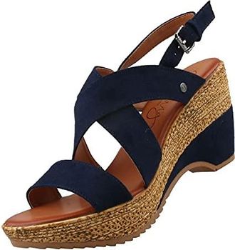 Mustang Jeans Femme 1387-802 Sandale cale, Bleu Marine, 37 EU