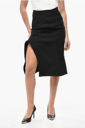 Bottega Veneta Wool STRUCTURED Midi Skirt with Side Split Größe 38