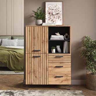 Vicco Vestiaire Amber ch&ecirc;ne wotan 100x142x38 cm - Meuble dentr&eacute;e avec rangement pour vestes et chaussures - Panneau de particules 16 mm