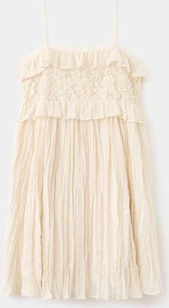 Mango Robe en mousseline d&eacute;tails brod&eacute;s beige - Femme - XS - MANGO