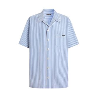 Dolce & Gabbana Homme, Chemises, Bleu, Taille: 2XL Chemise Popeline Ray&eacute;e Hawaii