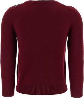 Ganni Argyle Merino Wool and Cashmere Cardigan - Burgundy