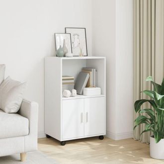 vidaXL Vidaxl - Armoire &agrave; roulettes blanc 55x40x91 cm bois ding&eacute;nierie