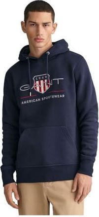 GANT REG Hoodie Sweat À Capuche Archive Shield Regular, Evening Blue, M Homme