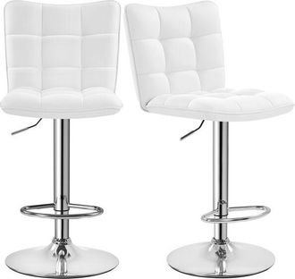 Yaheetech Lot de 2 Tabourets de Bar en Similicuir R&eacute;glables en Hauteur Chaises de Bar Assise Pivotante &agrave; 360&deg; Tabourets de Cuisine pour Bar Cuisine Comptoir 50