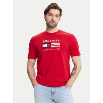 Tommy Hilfiger T-Shirt American Monotype MW0MW39843 Rot Regular Fit
