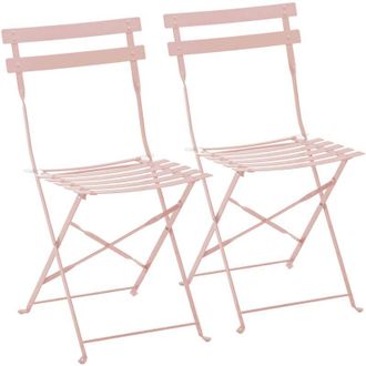 Oviala Lot de 2 chaises pliantes en acier rose poudr&eacute;