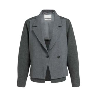 YaYa Blazer mit Kontraststoff und lockerem Schnitt - - Jackets - Damen - Grau - L