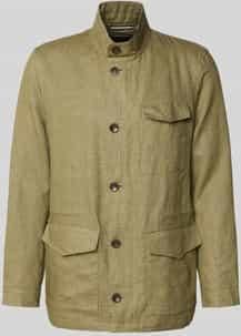 Bugatti Leinenjacke mit Stehkragen und Pattentaschen