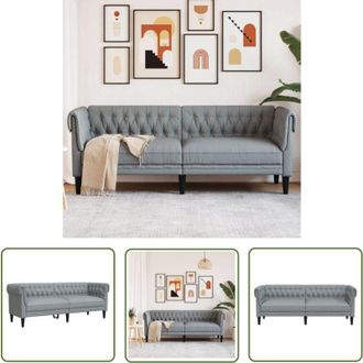vidaXL The Living Store - Chesterfield-Sofa 3-Sitzer Hellgrau Stoff - Chesterfield Sofa - Couch - Leder Sofa - Samtcouch - Esszimmerstuhl