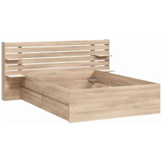 Parisot Bett mit Stauraum - 140 x 190/200 cm - Holzfarben - TENALIA II