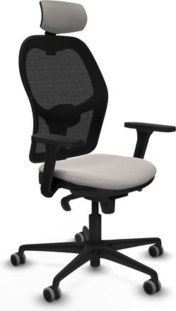 Piqueras y Crespo Schreibtischstuhl, wei&szlig;, mit 3D-Armen, h&ouml;henverstellbare Lendenwirbelst&uuml;tze und h&ouml;henverstellbares Kopfteil, Schwarz / Wei&szlig;