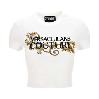 Versace Jeans Couture Wei&szlig;e Crew Neck T-shirts und Polos - - Tops - Damen - Wei&szlig; - S
