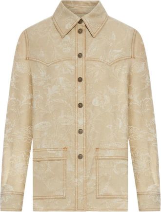 Etro Femme, Blouses et Chemises, Beige, Taille: 40 FR Jacquard Floral Overshirt