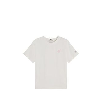 Tommy Hilfiger T-shirt uni &agrave; logo brod&eacute; en coton m&eacute;lang&eacute;