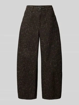 Oui Wide Fit Jeans aus reiner Baumwolle mit Animal-Print