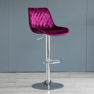 Generic Barhocker aus Leder, silberfarbenes Gestell, h&ouml;henverstellbarer Drehhocker, Barhocker mit hoher R&uuml;ckenlehne/60-80 cm