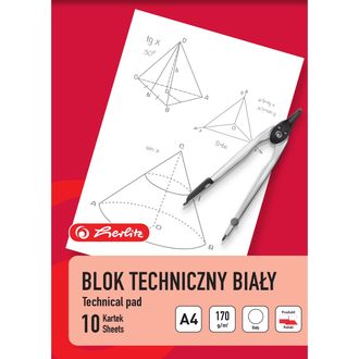 Herlitz 9583626 Technisches Block, Wei&szlig;, A4/10 Blatt