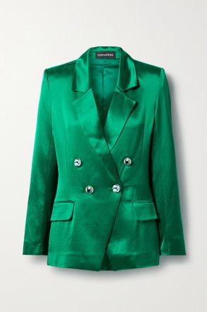 Retrof&ecirc;te Blazer &Agrave; Double Boutonnage En Satin &Agrave; Cristaux Saige - Vert