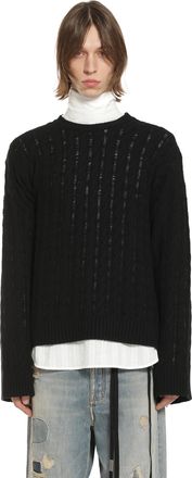 Ann Demeulemeester Tristan Cable Knit Ladder Stich Crewneck Sweater